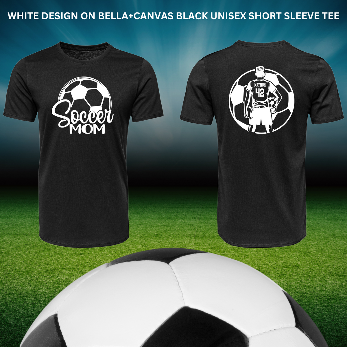 Soccer Mom Front With Custom Back-Male: White Design: Preorder – Shopping Simply Stunning